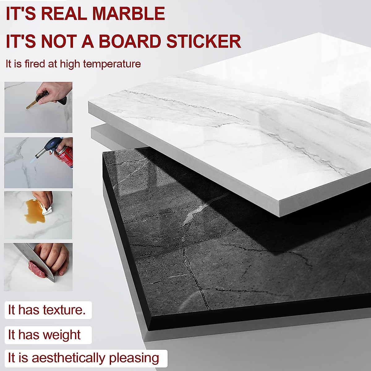 Aimerive Modern 2- Tier Side Table with Removable Marble Tabletop, Small End table with Metal Frame, Modern Round Nightstand for Bedroom, Living Room Coffee Table for Balcony Patio (Black)