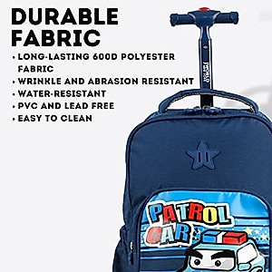 J World New York Kids' Sparkle Rolling Backpack, Patrol, One Size