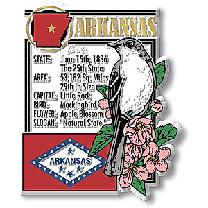 Arkansas State Montage Magnet by Classic Magnets, 2.8" x 3.4", Collectible Souvenirs Made in The USA