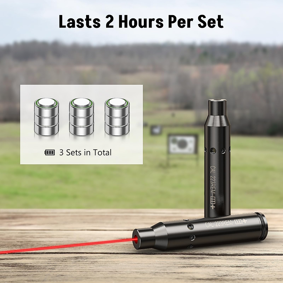 MidTen Bore Sight Laser 223 5.56mm/ 9mm/12 Gauge Laser Bore Sight with Extra Batteries