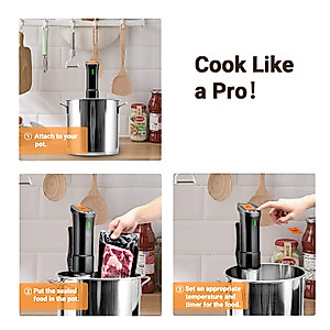 Sous Vide Cooker| Inkbird Wifi Sous Vide Mchine Precision Cooker, 1000W Immersion Circulator with Recipes,Timer | Ultra-Quiet : ISV-200W