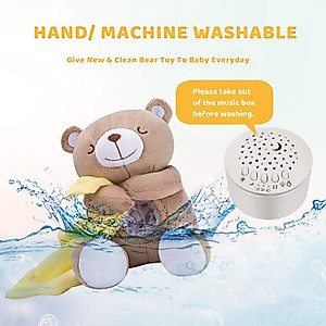 BEREST Rechargeable Baby Sleep Soother Bear, Infant Cry Sensor with Mom's Heartbeat Lullabies & White Noise Sound, Nursery Decor Night Light Projector Toddler Crib Sleeping Aid, Baby Shower Gifts