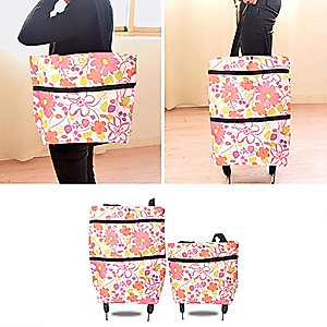 Shopping Bag with Wheels Foldable Shopping Cart Collapsible Trolley Bags Reusable Shopping Bags for Shoppings,Students,Women,Men
