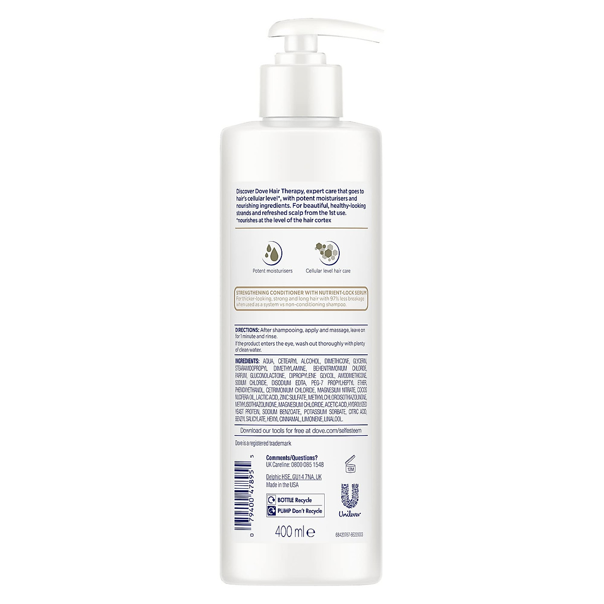 Dove Hair Therapy Conditioner for Damaged Hair Breakage Remedy Hair Conditioner with Nutrient-Lock Serum 13.5 fl oz