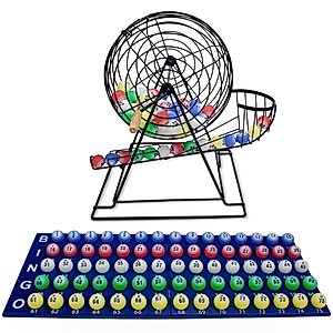 Royal Bingo Supplies Showstopper 19-inch XL Bingo Game - 1.5" Large Print Bingo Balls with Cage, Wood Master Board - Premium Bingo Set for Large Groups - Lottery Ball Machine Bingo Kit