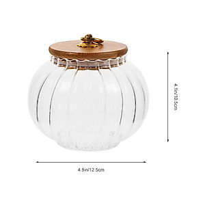 Abaodam 800ml Pumpkin Shaped Glass Food Jar Food Storage Jar with Wood Lid Kitchen Canister Storage Jar for Coffee Beans Nuts Candy Tea Snack
