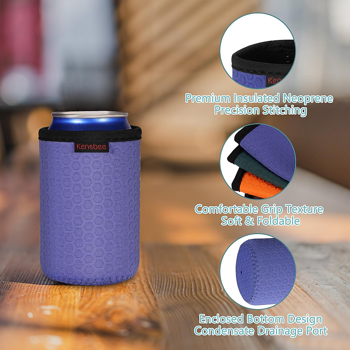 KENOBEE 6 Pack 12oz Standard Can Cooler Sleeves, Soft Insulated Reusable Non-slip Neoprene Can Coolier Drink Caddies Holder Covers for for Hard Seltzer, Beer, Soda, Energy Drinks and Water Bottle