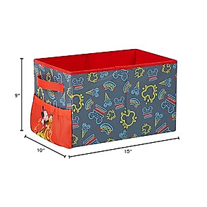 Disney Mickey Mouse Kids Collapsible Storage Organizer Bin with Front Pocket,9" H x 10" W x 15" L