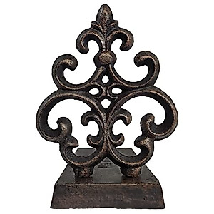Lulu Decor, Cast Iron Fleur De Lis Door Stop, Door Stopper in Antique Black Finish, Beautiful and Useful Product (1 Piece)