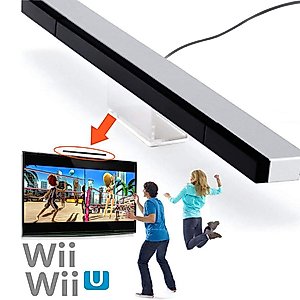 SOONORY for USB Wii Sensor Bar, Infrared IR Ray Motion Sensor Signal Receiver for Nintendo Wii and Wii U Console USB Port with Stable Stand(Black/Silvery)