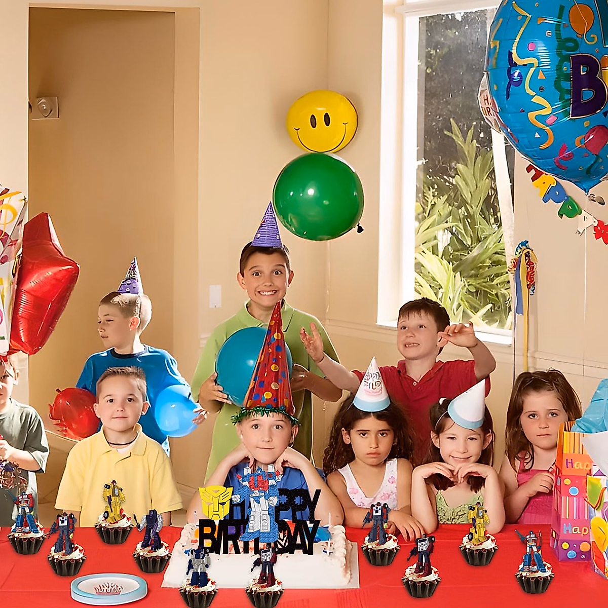 25Pcs Robot Birthday Party Decoration, Include Cake Topper Cupcake Topper, for Kids Birthday Party Robot Cake Decorations