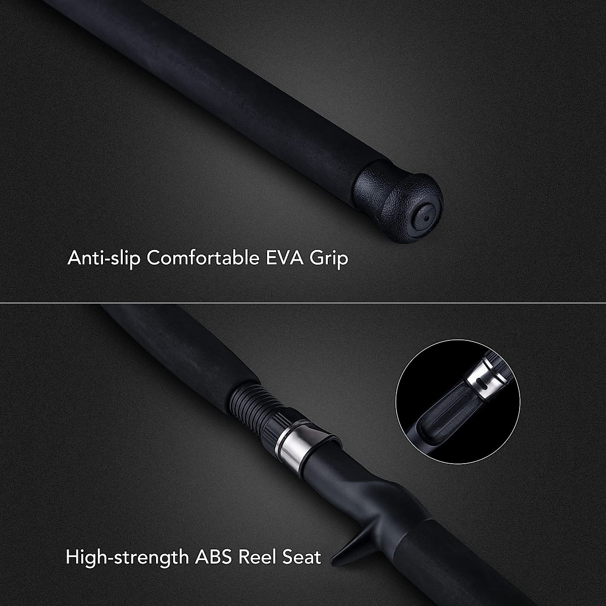 2PCS Catfish Casting Rod Green Portable Travel Boat Fishing Rod Medium Catfishing Rod for River Lake Freshwater - 7'6"