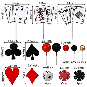 29PCS Casino Cake Decoration Dice Poker Chips Cupcake Cake Topper Set Ball Cake Topper Playing Card Game Theme Picks for Las Vegas Scene Birthday Party Decoration Supplies