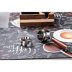 IKAPE Coffee Maker Mat, Dish Drying Coffee Mats for Kitchen Counter for Coffee Bar Accessories Protects Kitchen Countertops From Spills, Stains & Scratches - Can be Machine Washable (15.8” x 23.6”)