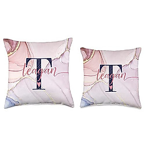 Girl Name on T Lettering for Women Girls Teagan Letter T Initial Monogram Calligraphy Personalized Throw Pillow, 16x16, Multicolor