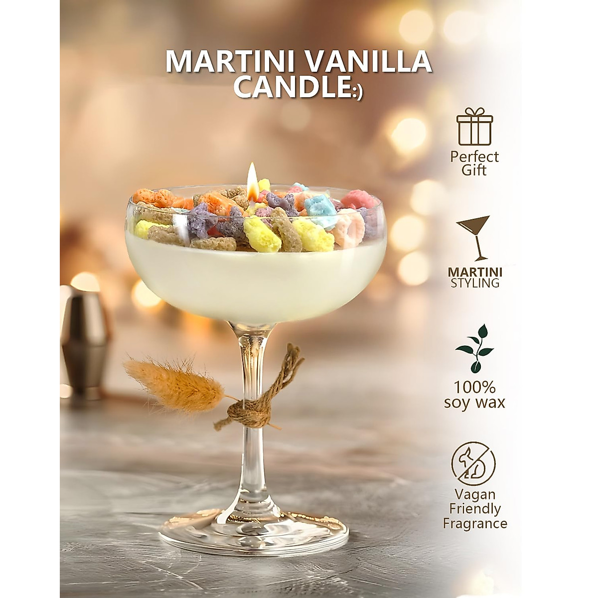 Taruzil Cute Martini Vanilla Candles Gifts for Women, Cereal Scented Candles Unique Gifts for Women Girl Friend Soy Wax Candles for Home Scented for Christmas, Mother's Day, Easter, Birthday