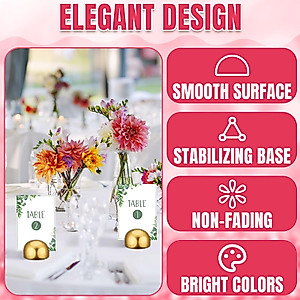 Geyoga 50 Pcs Gold Table Number Holder Round Table Number Stands Modern Place Card Holders Table Number Clips Table Number Holders for Wedding Reception Anniversary Birthday Party Banquet