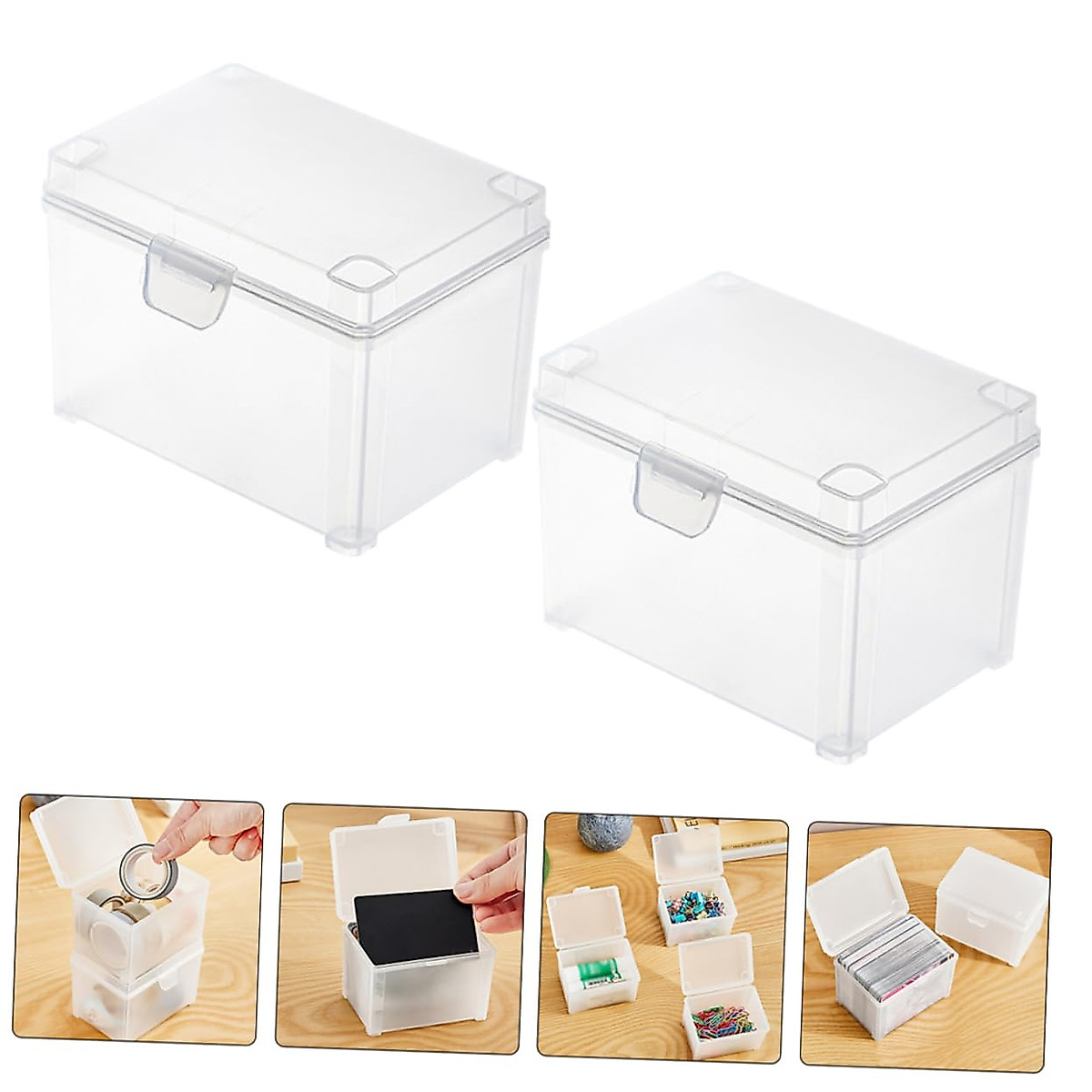 Operitacx 2pcs Cards Mini Boxes Tarot Card Case Small Storage Boxes for Organizing Card Holders Bead Container Card Cases Parts Storage Flash Card Photo Office Plastic