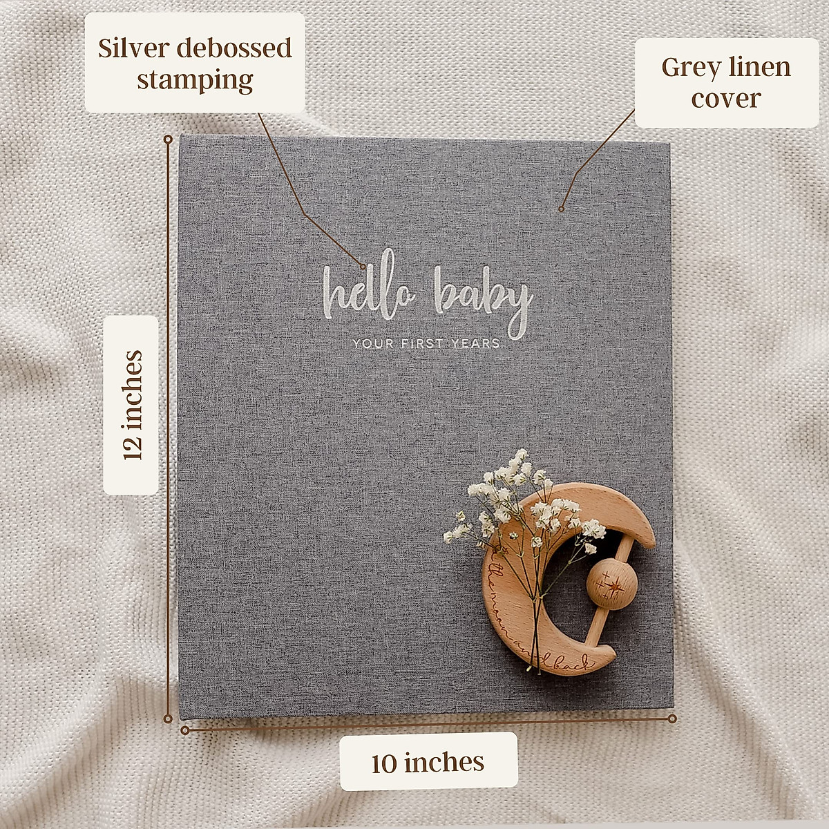 Peachly Baby Memory Book For Girls | First Year Baby Book Keepsake for Milestones | First Five Years Baby Girl Book | Baby Keepsake Book First Year Memory Book | Linen Botanica
