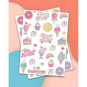 xo, Fetti Donut Party Valentine's Day Supplies Temporary Tattoos - 48 Glitter Styles | Dessert Birthday, Ice Cream, Cupcake, Candy, Vday