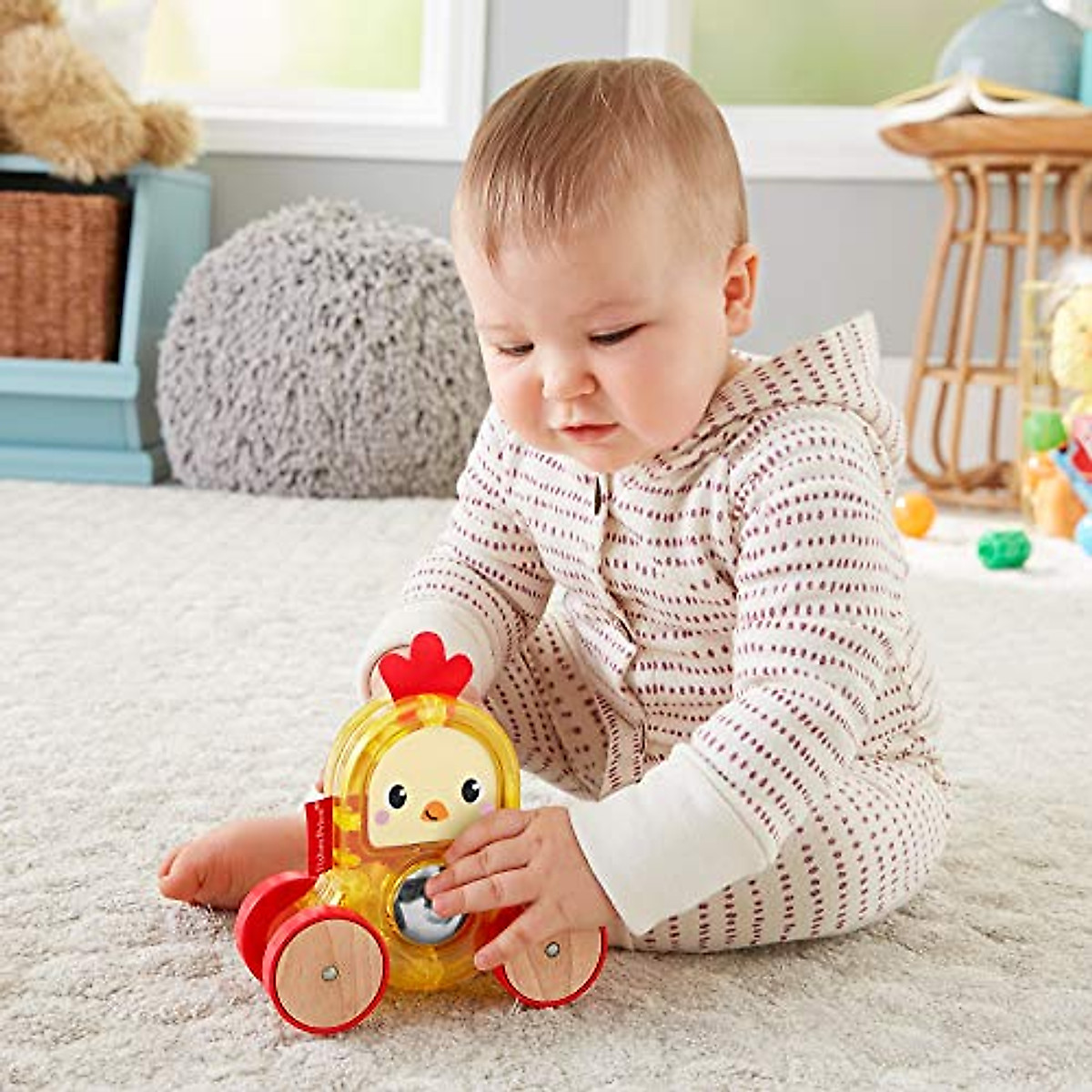 Fisher-Price Rollin’ Surprise Rooster, Push-Along Toy Vehicle for Baby