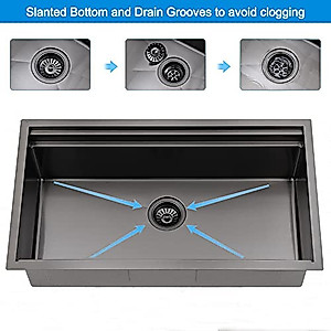 33 Inch Undermount Kitchen Sink double ledges Workstation Black -VOKIM 33 Inch Stainless Steel Undermount Kitchen Sink Workstation Utility Sink 16 Gauge Single Bowl Kithchen Sink