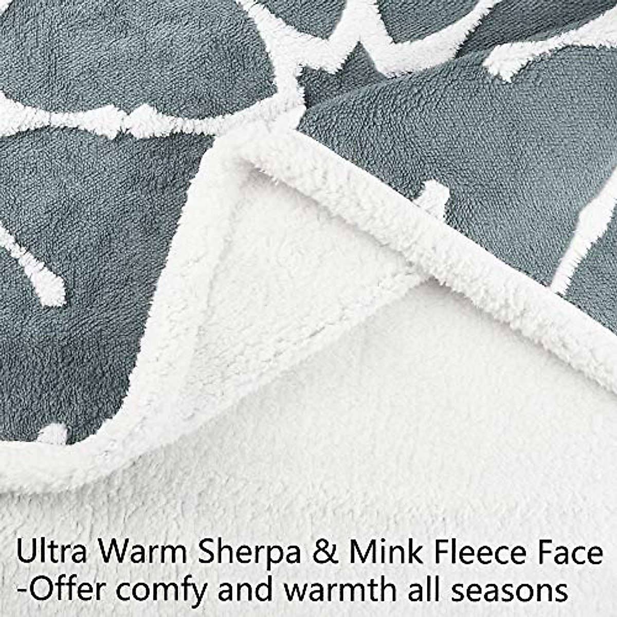 Sherpa Blanket Plush Throw Blanket Size 50" x 60" Bedding Fleece Reversible Blanket for Bed and Couch, Super Soft Comfy Warm Fuzzy TV Blanket Grey