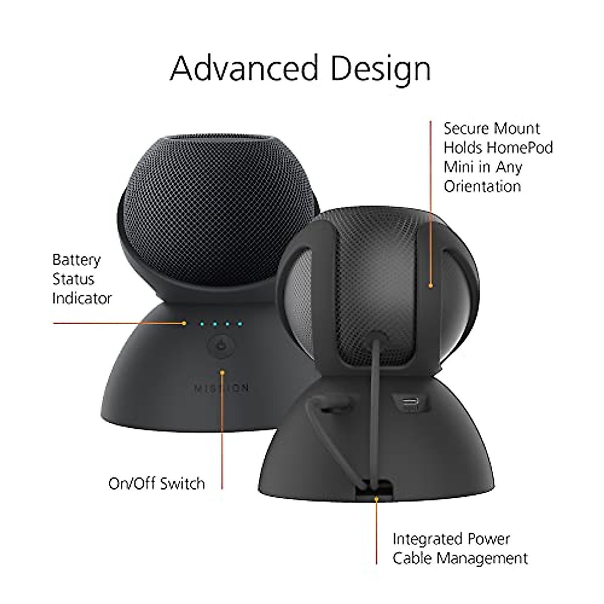 Mission Battery Base for HomePod Mini (Black) (Make HomePod Portable)