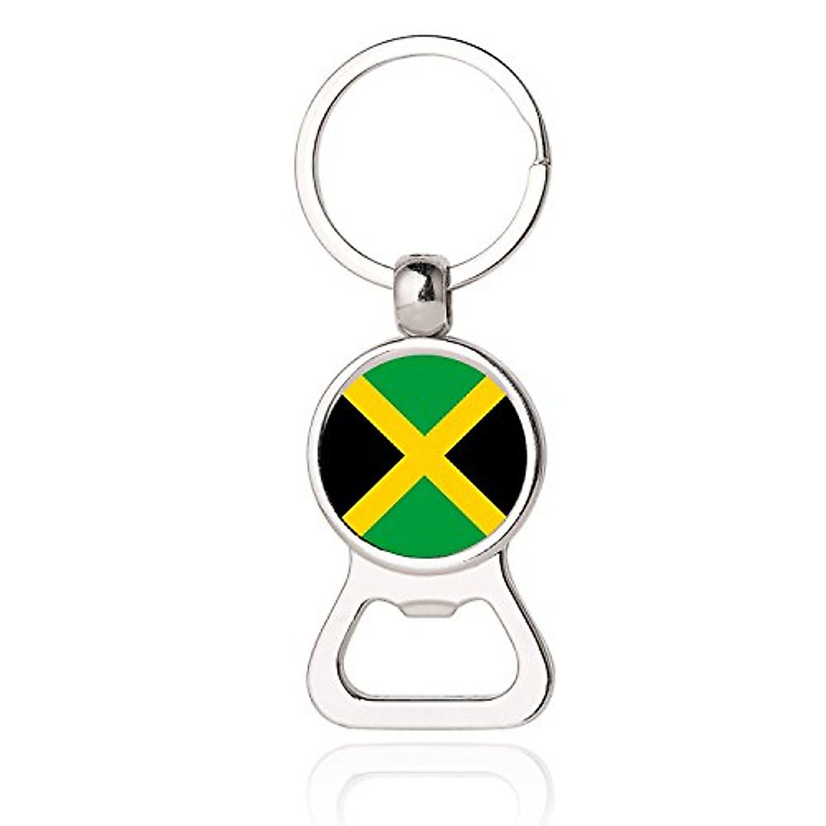 Jamaica Flag Beer Bottle Opener Metal Glass Crystal Keychain Travel Souvenir Gift Keyring Accessories