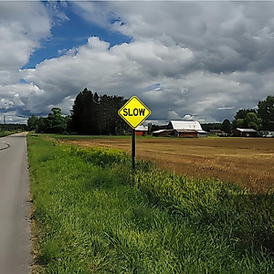 Slow Sign， - 12"x 12" - .040 Aluminum Reflective Sign Rust Free Aluminum-UV Protected and Weatherproof