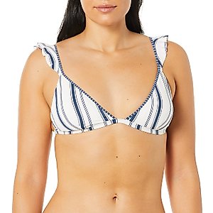 Rip Curl Women's Standard Wave Lines Fixed Tri Bikini Top, Indigo/Indigo, M