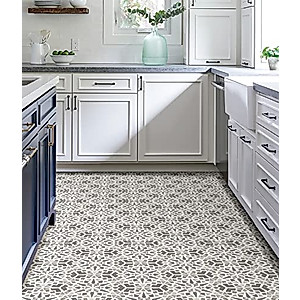 FloorPops 9" x 10.4" Ribera Peel & Stick Hexagon Vinyl Floor Tiles (10 Tiles), (4.5 sqft/Carton), Gray