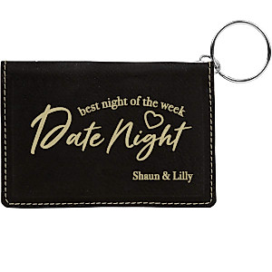 PlaqueMaker Customizable Leatherette Wallet for Date Night - Include your Personal Names-Black with Gold
