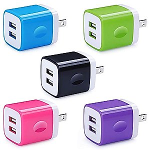 5 Pack USB Charger Block Wall Plug HUHUTA Dual Port 2.1A USB Phone Charger Adapter Fast Charging Box for iPhone 14 13 12 11 Pro Max,iPad,Samsung Galaxy S23 S22 S21 A14 A13 A53,Google Pixel 7 Pro 6a 6