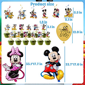 Mouse Birthday Party Supplies, Mouse Birthday Party Decorations Include Banner, Foil Balloons, Tablecloth, Latex Balloons, Stickers, Hanging Swirls, Mouse Party Favors for Fans