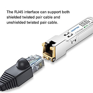 QSFPTEK 10G SFP+ RJ45 Module, 10Gbe giga Mini-GBIC SFP to rj45 Copper Transceiver, 10GBASE-T Optical to Ethernet for Ubiquiti UF-RJ45-10G, Net Gear AXM765,Supermicro, Unifi, up to 30m