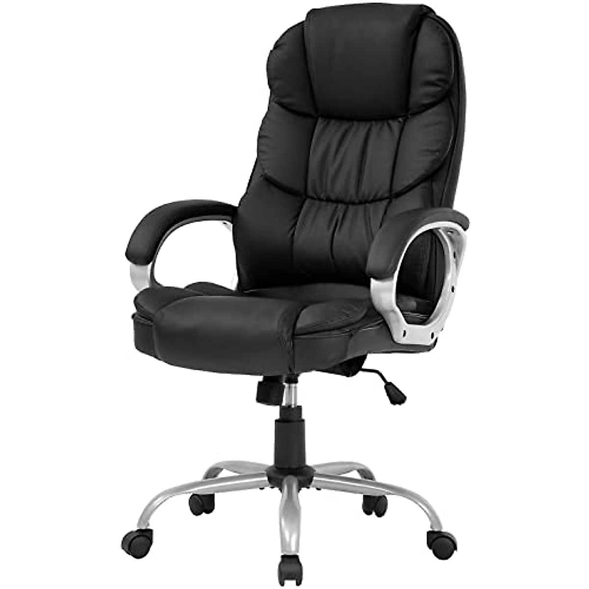 Ergonomic Office Chair Computer Chair Computer Chair with Armrests Lumbar Support PU Leather,Black