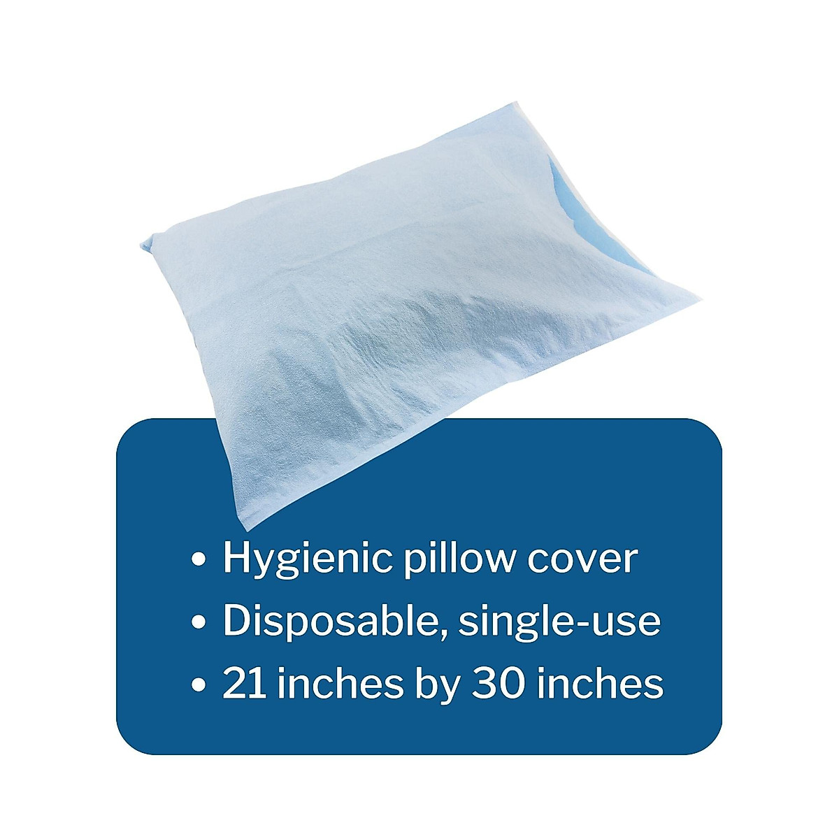 McKesson Disposable Pillow Case Covers [100 Count] Bulk Pillowcase, Single-Use for Medical Hospital Travel, Standard Size, Blue, 21 in x 30 in