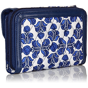 Vera Bradley Women's Cotton Ultimate Wristlet, Cobalt Tile with Navy, One Size