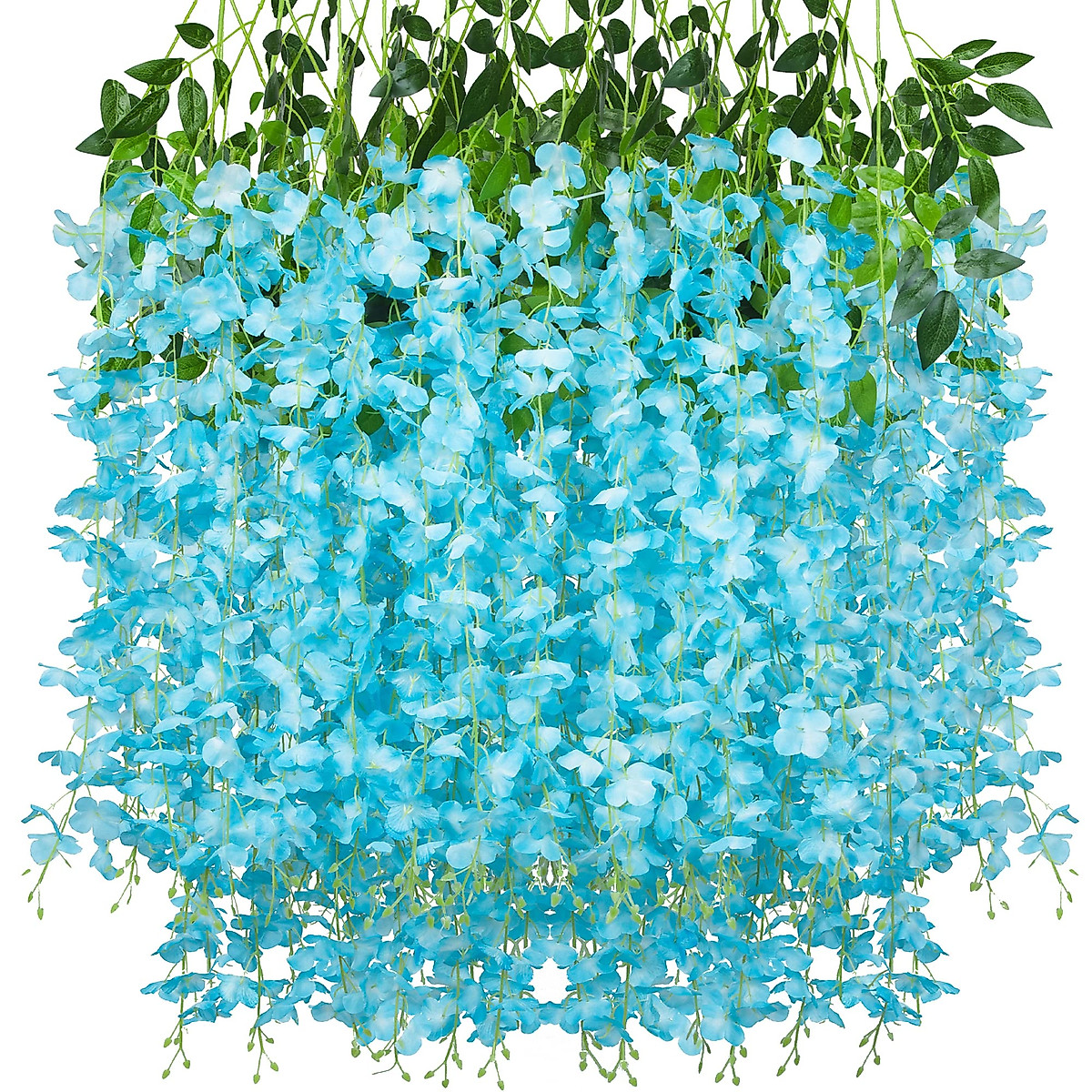 FOEVAFLO Artificial Wisteria Flowers Garland, Hanging Vines with Flowers for Wedding Arch, Party, Wall Backdrop Decor, 7.2ft/pcs (4pcs, White)