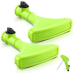 Dreyoo 2 Pack Fan Spray Nozzle for Garden Hose, Garden Hose Head Spray for Watering Wand with Flow Control and Pins Fixed to the Lawn, Green