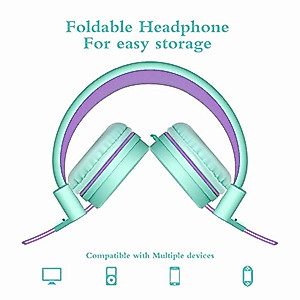 ELECDER Kids Headphones Bundle for Children Girls Boys Teens Foldable Adjustable On Ear Headphones 3.5mm Jack Compatible Cellphones Computer MP3/4 Kindle Airplane School Tablet