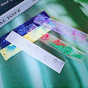 2 Set of Bookmark with Tassel Silicone Resin Mold Rectangle Leaves Texture Flower Shaped Epoxy Silicone Casting Molds Bookmark for Reading Book 10 Styles,3D DIY Making Handmade Decor Crafts