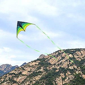 Mint's Colorful Life Delta Kite for Kids & Adults, Extremely Easy to Fly Kites with 2 Ribbons and 300ft String, Best for Beginner