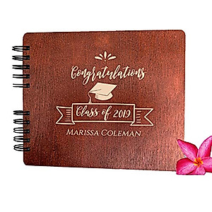 Graduation Wood Guest Book MADE IN USA (CUSTOMIZE PERSONALIZE Wood Engraving) Rustic Grad Gifts Photo Album Party Supplies Decorations Instant Photo Guest Book Congratulation Class of