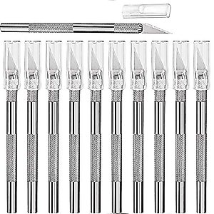15 Packs Hobby Knife Precision Knife Set, Stainless Steel Precision Cutter Refill Craft Knife for Phone Repair, Art, Hobby, Scrapbooking, Stencil (Silver)