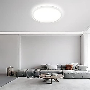 Glowall 9" White Led Ceiling Light Fixture, Ultra Thin Flush Mount, 5000K Daylight, 2250 Lumen, Modern, Round, for Kitchen, Bedroom, Hallway, Laundry, Bathroom, Garage (White, 1Pack)