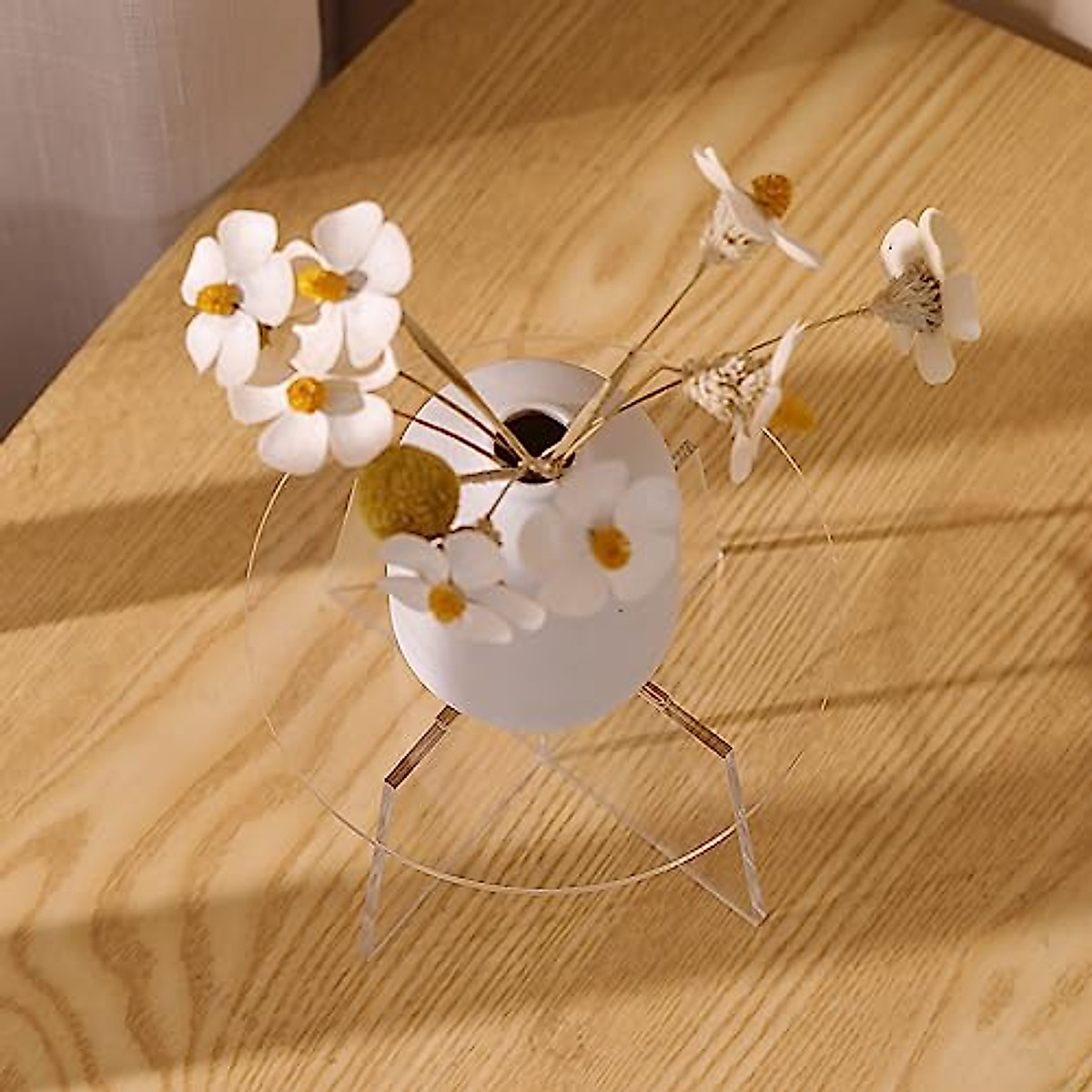 YourGift 6 inches Mini Plant Stand Indoor, Acrylic Planter Stand for Indoor Plants, Desktop Round Plant Holder Shelf for Flower Pots Table Display Rack for Event Decor (Clear)