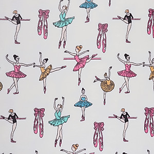 Mook Fabrics Fleece Flannel 1930 Ballerina, White Cut by The Yard