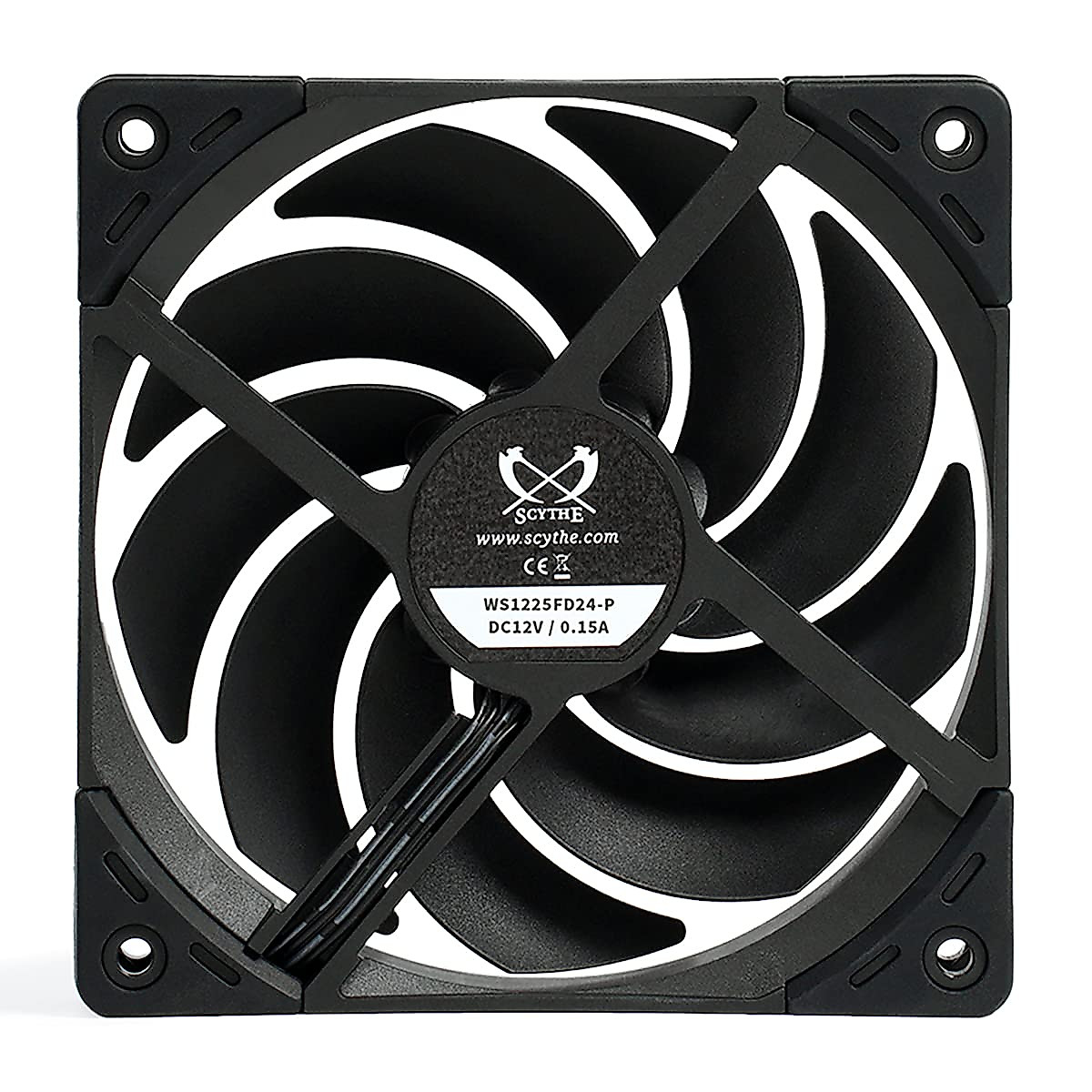 Scythe Wonder Snail 120 PWN - 2400 RPM, 120mm x 25mm Static Pressure Optimized High-Performance Computer Case Fan, Fluid Dynamic Bearing, 4-Pin Connector, Single Pack, Black